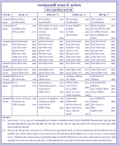 Gujarat Board HSC Time Table 2019, GSEB Time Table 2019